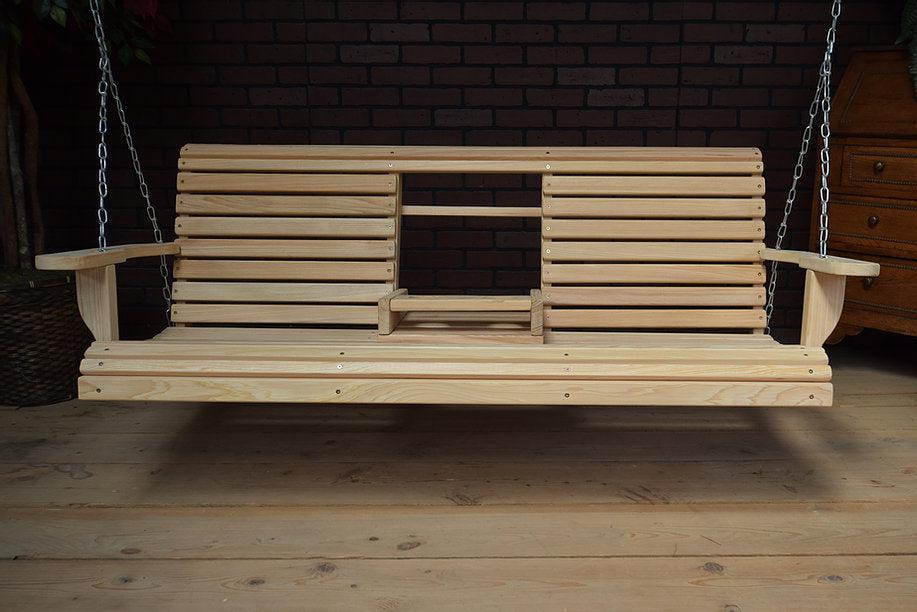 5ft Cypress Porch Swing with Flip Down Center Console – Rocking Furniture