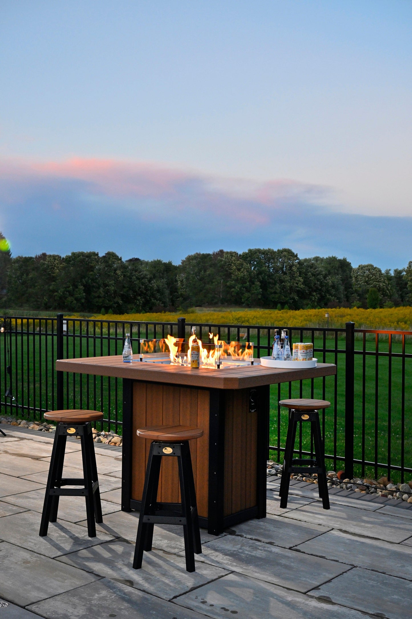 Lumin 62" Dining Height Fire Table | Poly Rectangular Fire Table ...