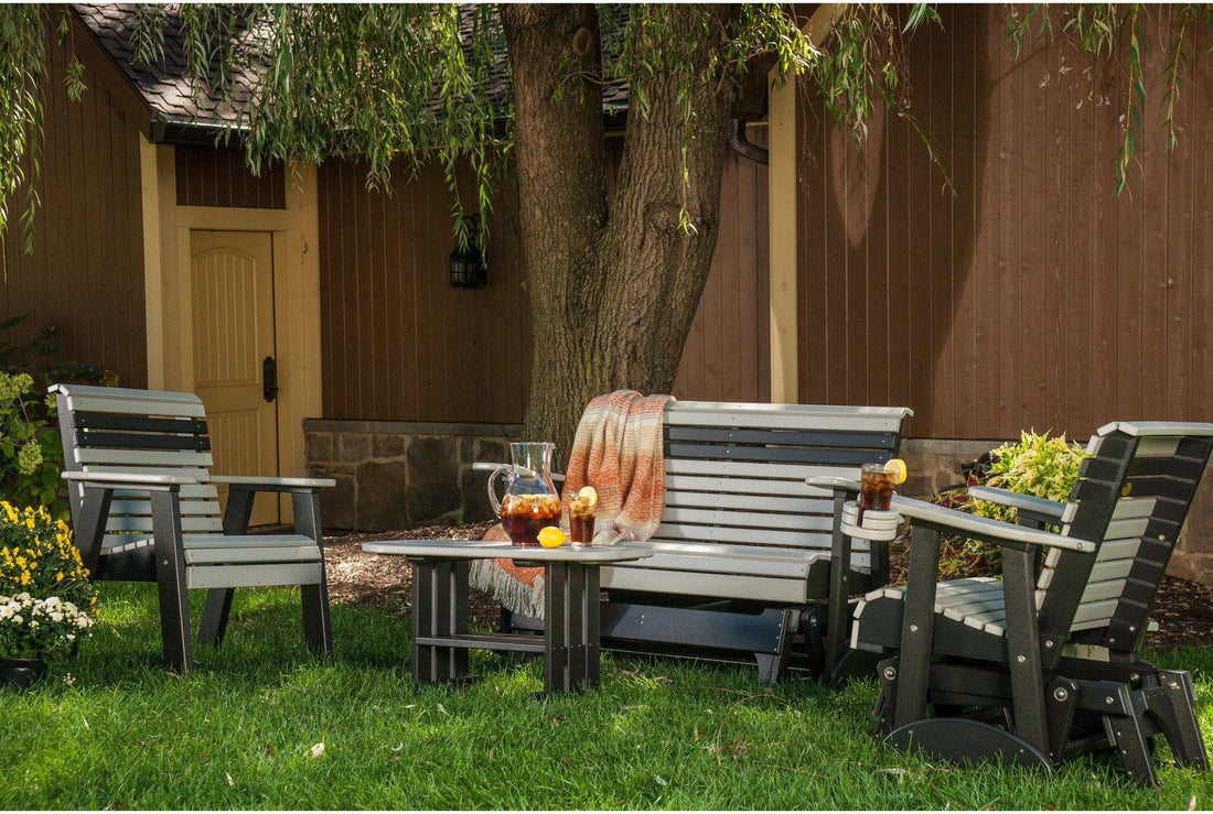 4' Patio Glider Loveseat | Plastic Outdoor Glider Bench – Rocking Furniture