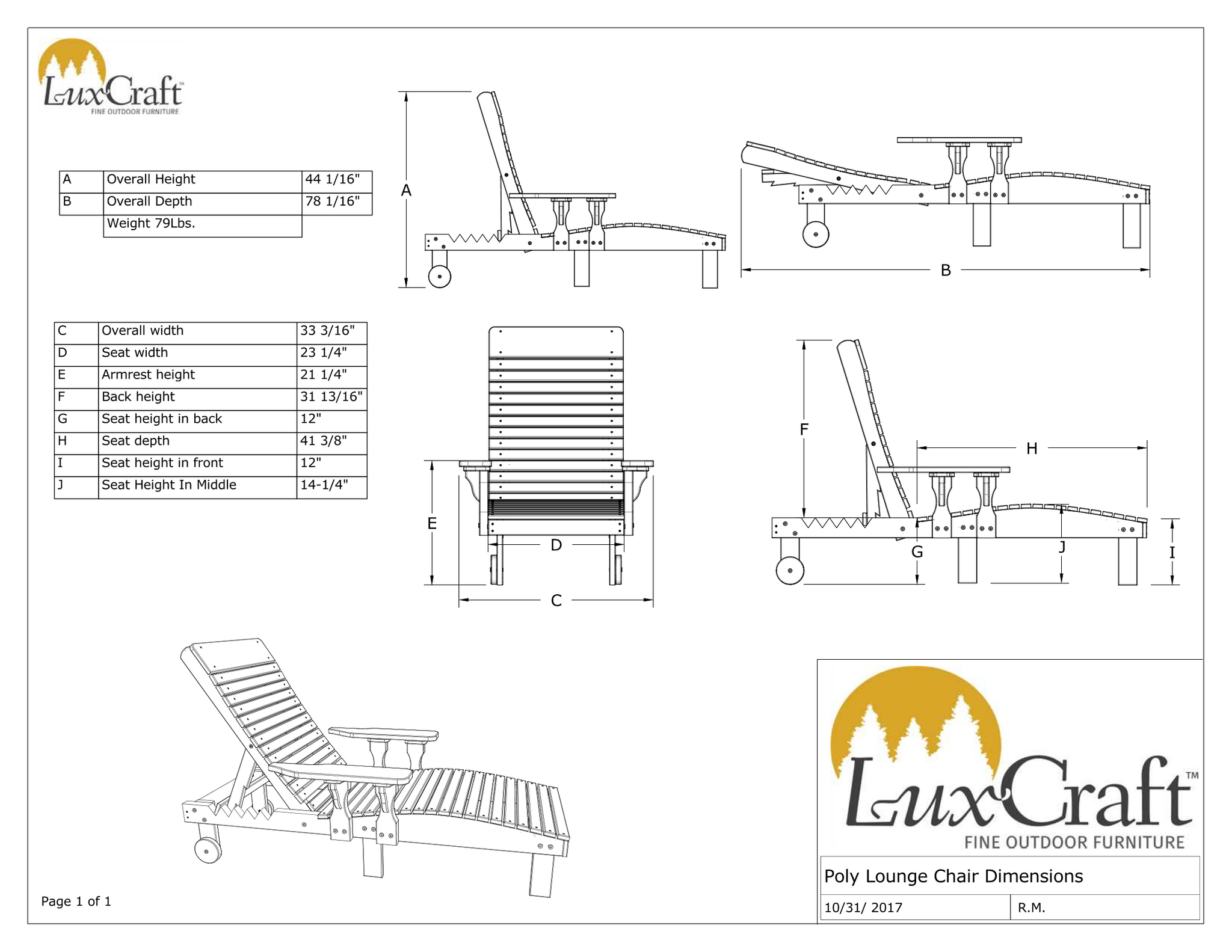 LuxCraft Outdoor Chaise Lounge Chair – Rocking Furniture