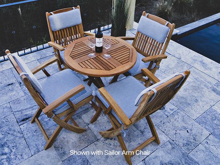 30" Round Teak Folding Dining Table | 30" Patio Table | – Rocking Furniture