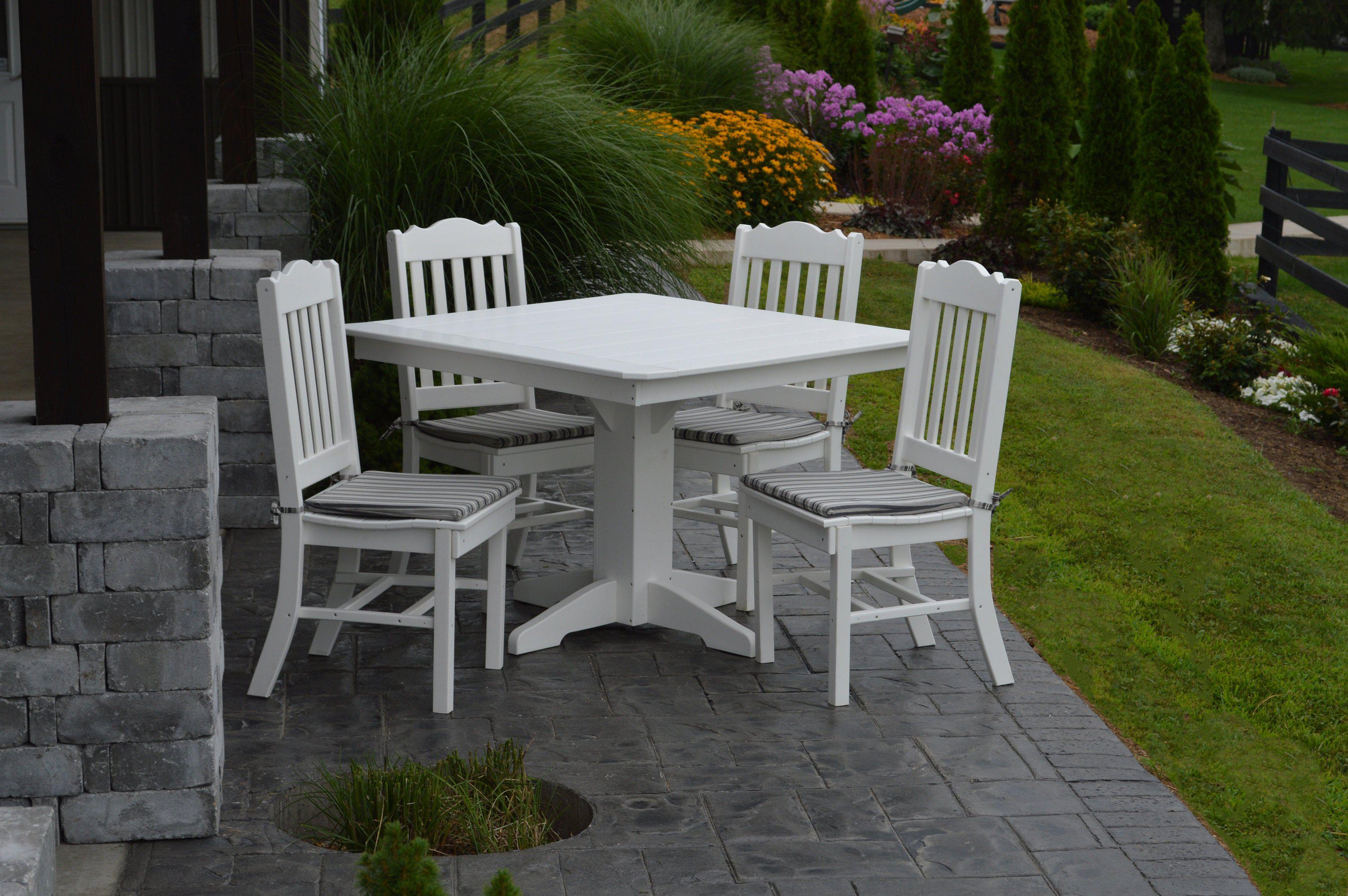 Bryton Park Poly Furniture 5 Piece Square Table with Royal Chairs ...